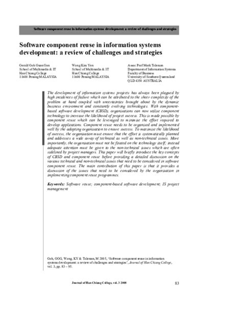 Pdf Software Component Reuse In Information Systems Development A Review Of Challenges And