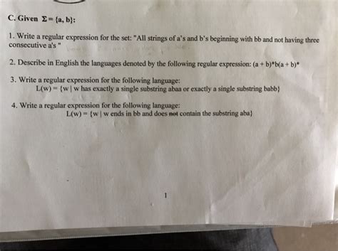 Solved C Given Σ a b Write a regular expression Chegg