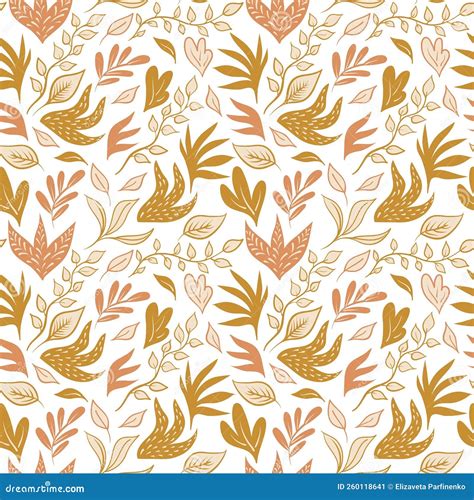 Seamless Autumn Pattern Repeating Vector Texture Stylized Autumn Leaves Stock Vector