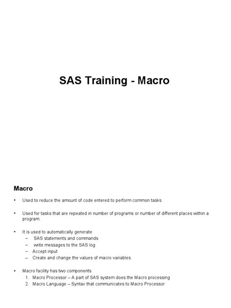 Sas Training Macro Pdf Macro Computer Science Sas Software