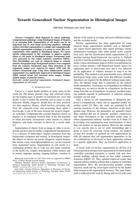 Pdf Towards Generalized Nuclear Segmentation In Histological Images