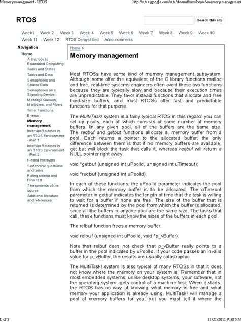 memory management rtos pdf data buffer subroutine