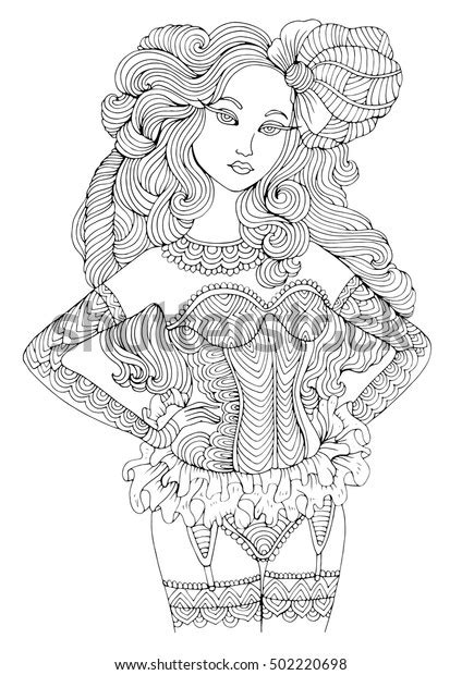 Vector Hand Drawn Retro Sexy Girl Stock Vector Royalty Free Shutterstock