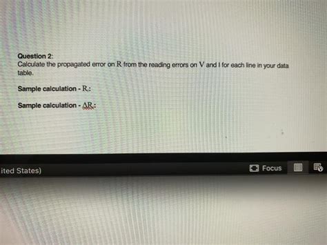 Solved Question 2 Calculate The Propagated Error On R From
