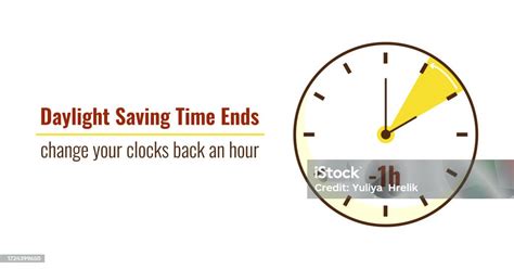 시계를 한 시간 뒤로 변경하기위한 배너 대체안 일광 절약 시간제가 종료됩니다 벡터 그림입니다 플랫 스타일 시계 페이스 시계 바늘 시간대에 대한 스톡 벡터 아트 및 기타
