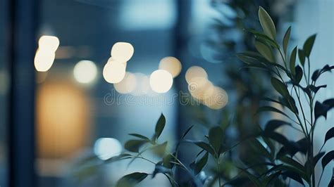 Generative Ai Blurring The Background In A Modern Office Interior Evening Light Effect Business