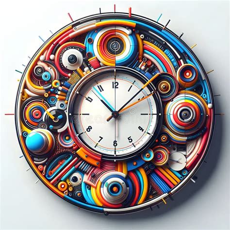 Vibrant Image Of Front View Of An Abstract Clock Stock Illustration