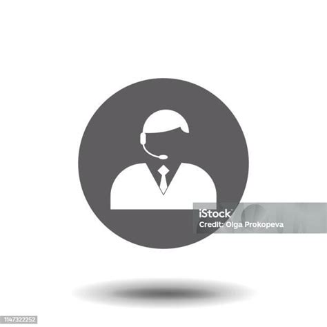 콜센터 작업자 벡터 아이콘입니다 비서 콜백 기호 평면 벡터 기호 흰색 배경에 고립입니다 그래픽 및 웹 디자인에 대 한 간단한