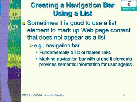 PPT HTML5 And CSS3 Illustrated Unit G Organizing Content With Lists