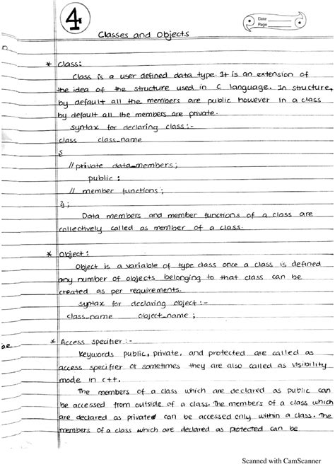 Handwritten Notes For C Lecture Notes Object Oriented Programming Docsity