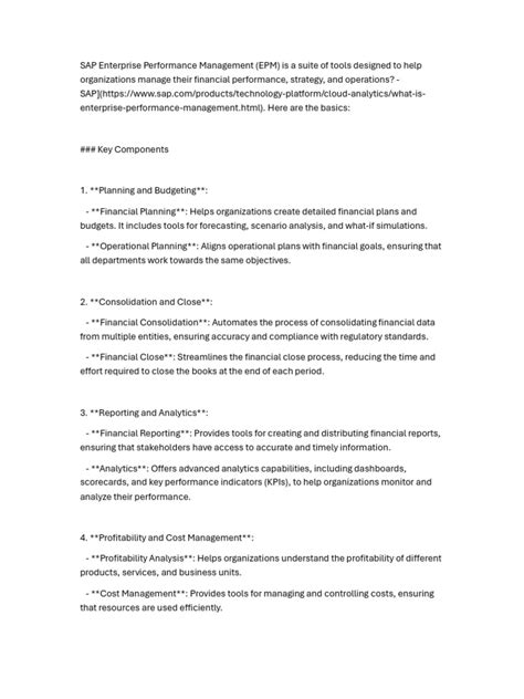 Sap Epm Basics Pdf Analytics Information Science