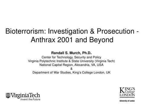 Ppt Bioterrorism Investigation And Prosecution Anthrax 2001 And Beyond Powerpoint