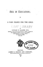 Sex In Education Or A Fair Chance For The Girls Clarke Edward H Edward Hammond