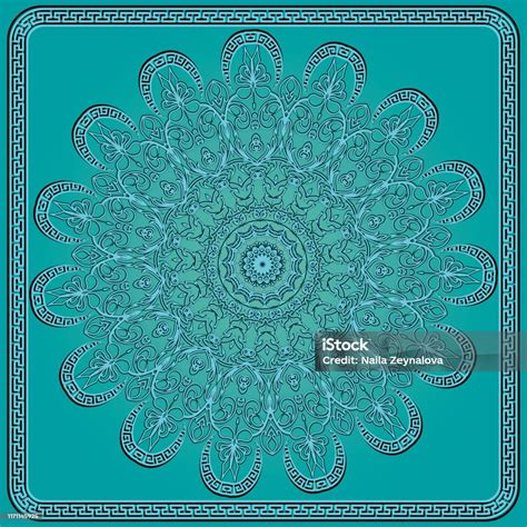 레이스 장식 그리스 벡터 만다라 패턴입니다 그리스 어 키 사행 사각형 프레임입니다 기하학적 배경입니다 둥근 꽃 아라베스크 만다라