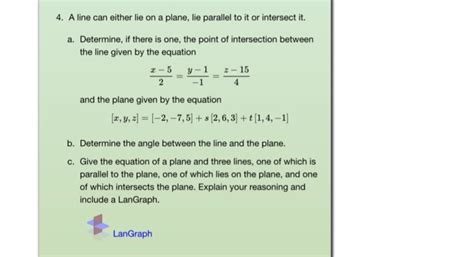 solved 4 a line can either lie on a plane lie parallel to