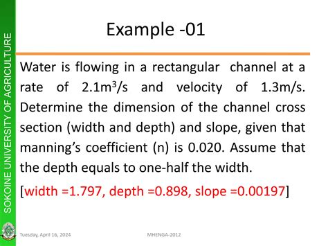 Learn How Design Of Open Channel Flow Step By Step PPT Physics Science