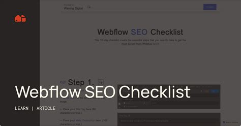 Webflow Seo Checklist Article No Code Supply Co