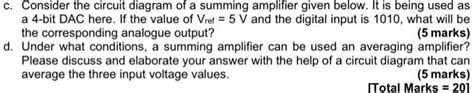 solved consider the circuit diagram of a summing amplifier given below it is being used as a 4