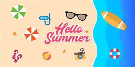 해변 벡터 일러스트레이션의 여름 휴가 여름 방학 벡터 플랫 디자인 일러스트 배너 전단지 초대 포스터 브로셔에 대한 추상여름 배경 디자인 템플릿 해변에 대한 스톡 벡터 아트