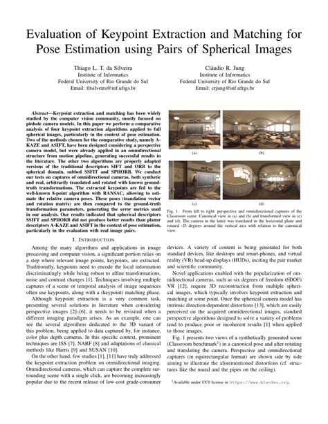 Pdf Evaluation Of Keypoint Extraction And Matching For Pose Estimation Using Pairs Of