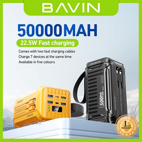 bavin pc1058 50000mah powerbank 22 5w fast charging usb port and 20w