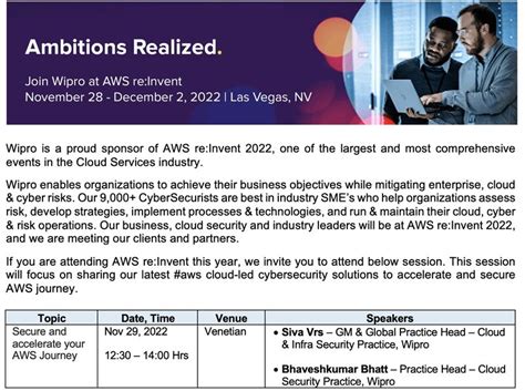 Bhaveshkumar Bhatt On Linkedin Awsreinvent Reinvent Cybersecurity Wipro Awssecurity Wiprocrs…
