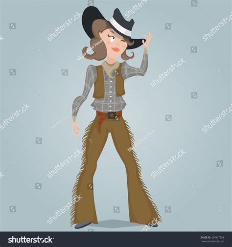 Cowgirl Funny Cartoon Character Vector Illustration Vector De Stock