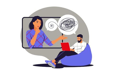 심리 상담 개념입니다 심리 지원 서비스 벡터 일러스트 레이 션 평평한 프리미엄 벡터