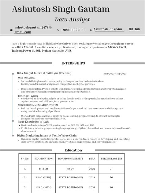 ashutosh singh data analyst intern 1 yr 0 month pdf data