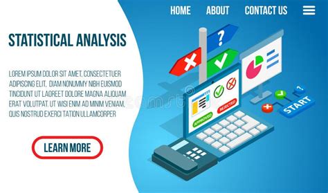 Statistical Analysis Concept Banner Isometric Style Stock Vector