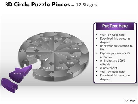 D Circle Puzzle Diagram Stages Slide Layout Ppt Templates PowerPoint Templates