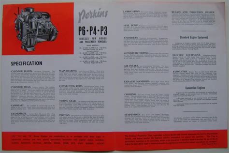 Perkins High Speed Diesel Engines Road Vehicles Original Brochure P3 P4