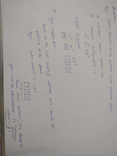 Solved Write The Orbital Diagram For The Ground State Nitrogen Atom