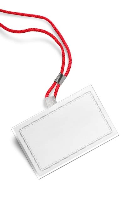 Premium Photo Blank Badge Mockup Isolated On Background Plain Empty Name Tag Mock Up With Red