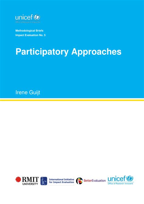 Pdf Participatory Approaches Methodological Briefs Impact Evaluation No 5 Unicef Office Of