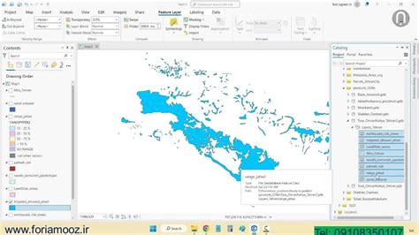 اطلاعات مکانی بصورت ژئودیتابیس لایه های Gis طرح های توسعه عمران تهران نماشا