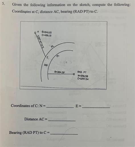 given the following information on the sketch