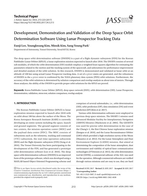 Pdf Development Demonstration And Validation Of The Deep Space Orbit Determination Software