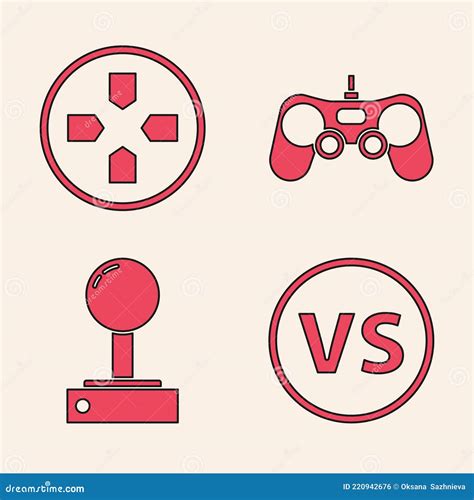 Set Vs Versus Battle Gamepad Gamepad And Joystick For Arcade Machine Icon Vector Stock