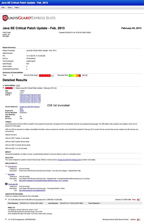 Qid For Latest Java Se Critical Patch Released Tonight Qualys
