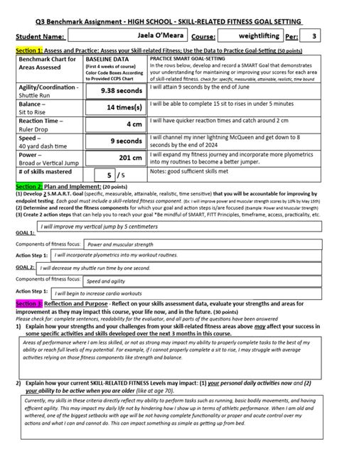 2022 23sy Hs Q3 Benchmark Assignment Skill Related Fitness Goal