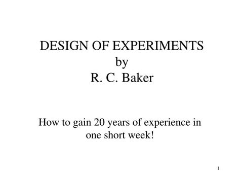 Ppt Design Of Experiments By R C Baker Powerpoint Presentation Free Download Id 6811885