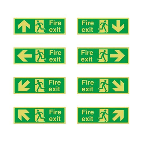 8Pcs Fotoluminescente Fire Exit Teken 300X100Mm Pl Grandado