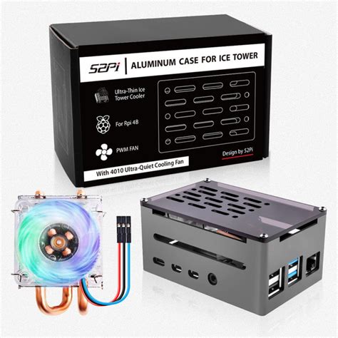 Dvozvo Алюминиевый корпус Raspberry Pi 4 с кулером Ice Tower радиатором с охлаждающим