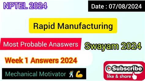 rapid manufacturing week 1 quiz assignment 1 solution nptel