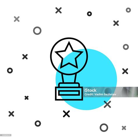 흰색 배경에 격리 된 검은 선 영화 트로피 아이콘입니다 아이콘 영화 및 영화 기호입니다 임의 동적 셰이프 벡터 일러스트레이션