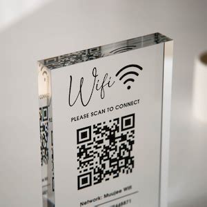 Acrylic Block QR Code Wifi Sign Design 1 Custom Network Password Table Top Signage Hotel