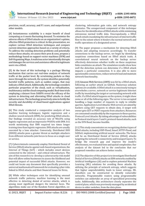 cybersecurity threat detection of anomaly based ddos attack using machine learning pdf