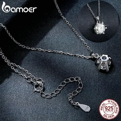 Bamoer 여성용 모이사나이트 펜던트 목걸이 웨딩 파티 신부 파인 주얼리 고품질 925 스털링 실버 1 티몬