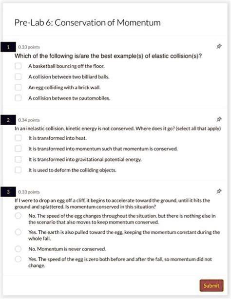 Solved Pre Lab 6conservation Of Momentum 033 Points Which Of The Following Isare The Best
